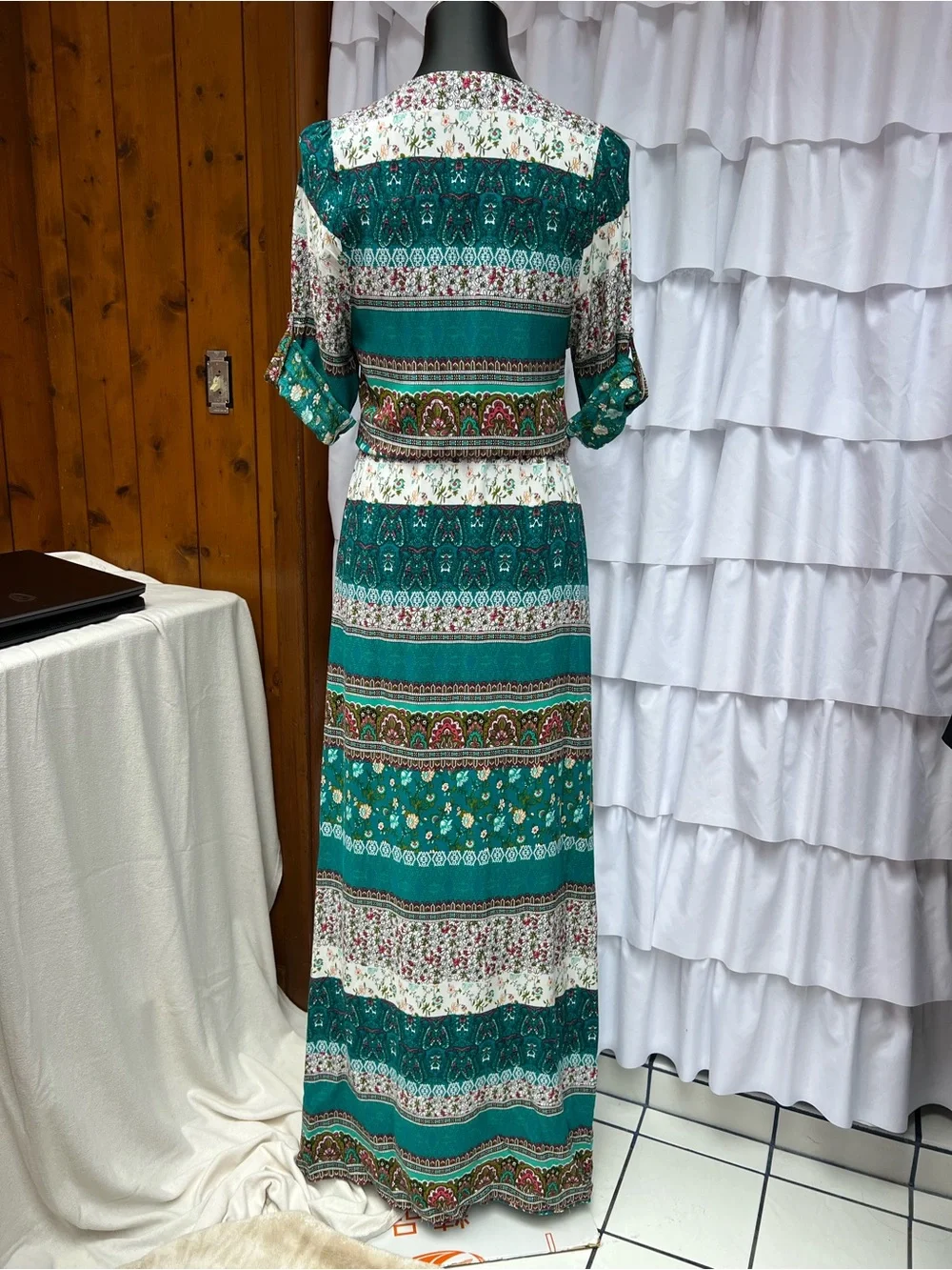 R. Vivimos | Dresses | Teal Floralstriped Boho Maxi Dress With ...
